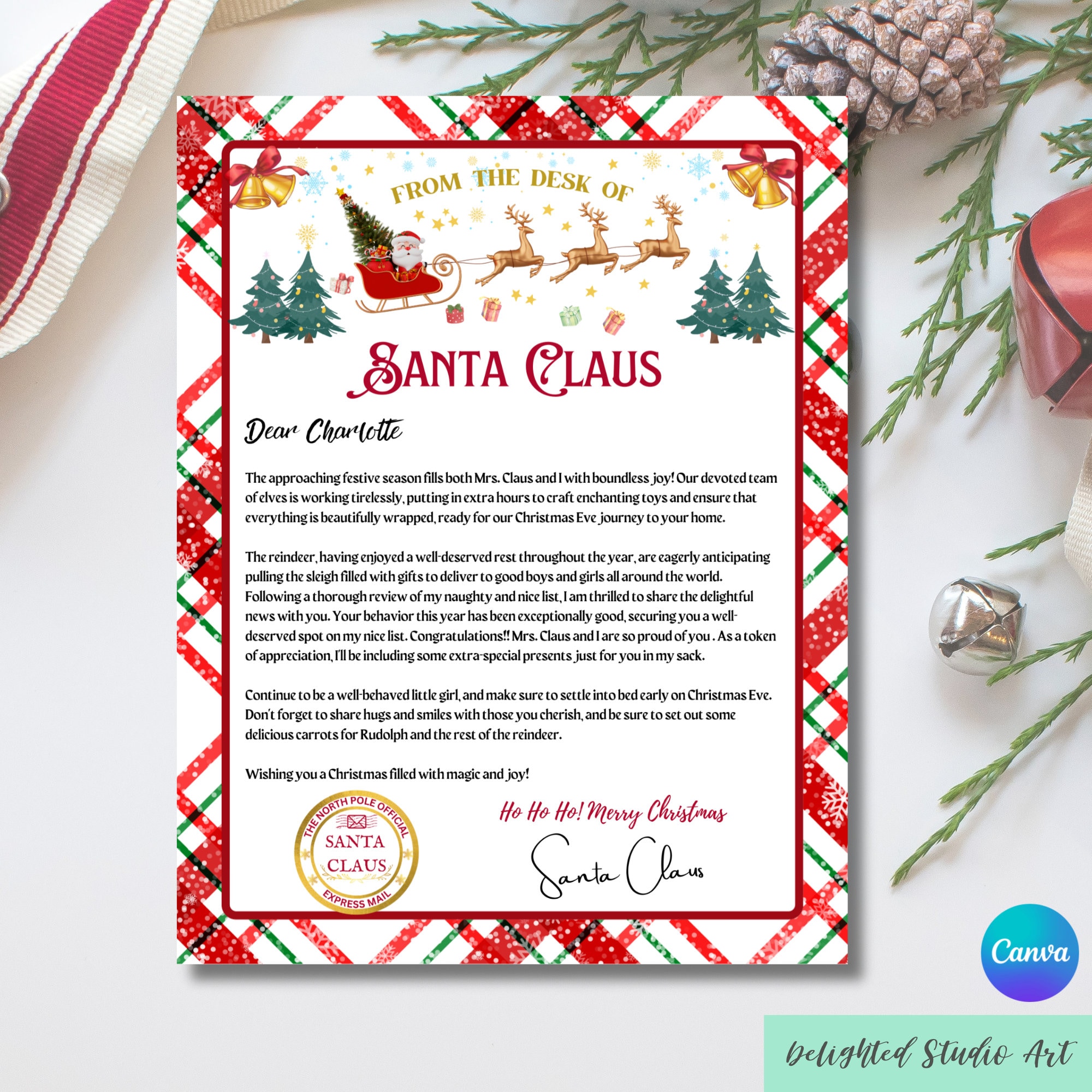 Editable Personalized Santa Letter From the Desk of Santa Christmas ...