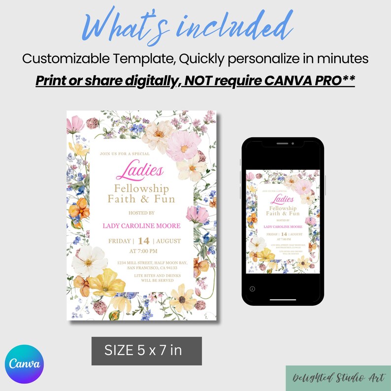 Floral Ladies Fellowship Invitation Template (digital Download) - Etsy