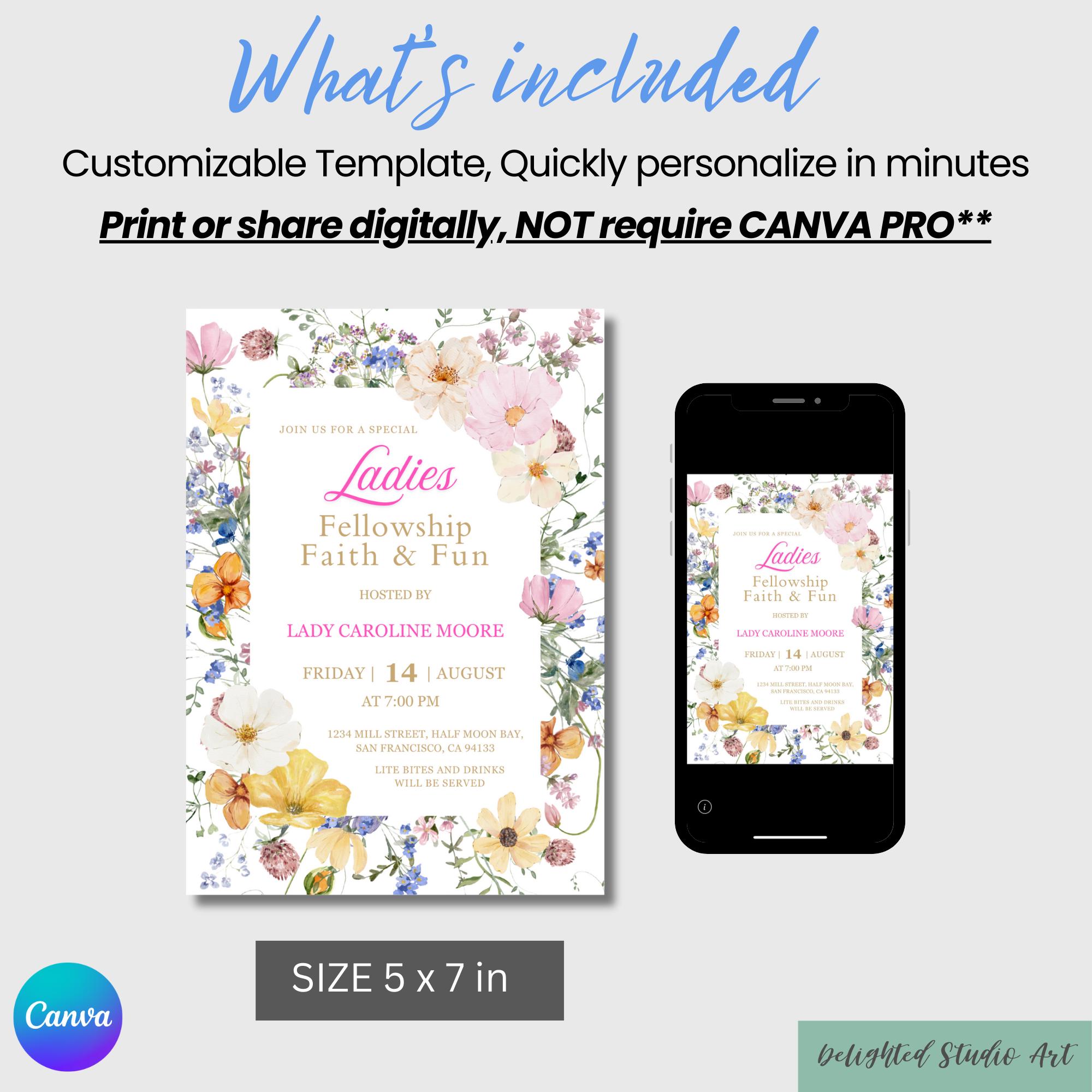 Floral Ladies Fellowship Invitation Template (digital Download) - Etsy