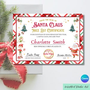 Editable Personalized Santa Certificate Letter From the Desk of Santa ...