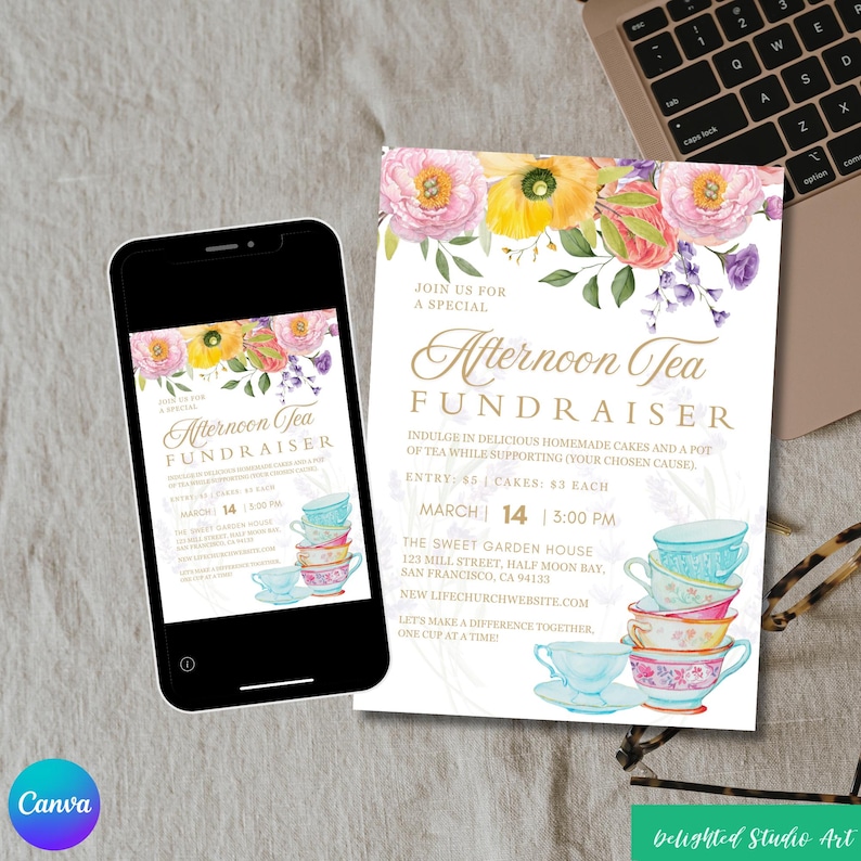 Afternoon Tea Fundraiser Invitation: Elegant Garden Party (canva ...
