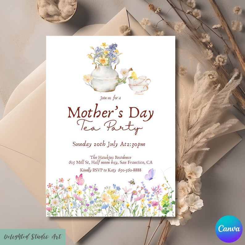 Floral Mother's Day Tea Party Invitation Template (digital Download) - Etsy