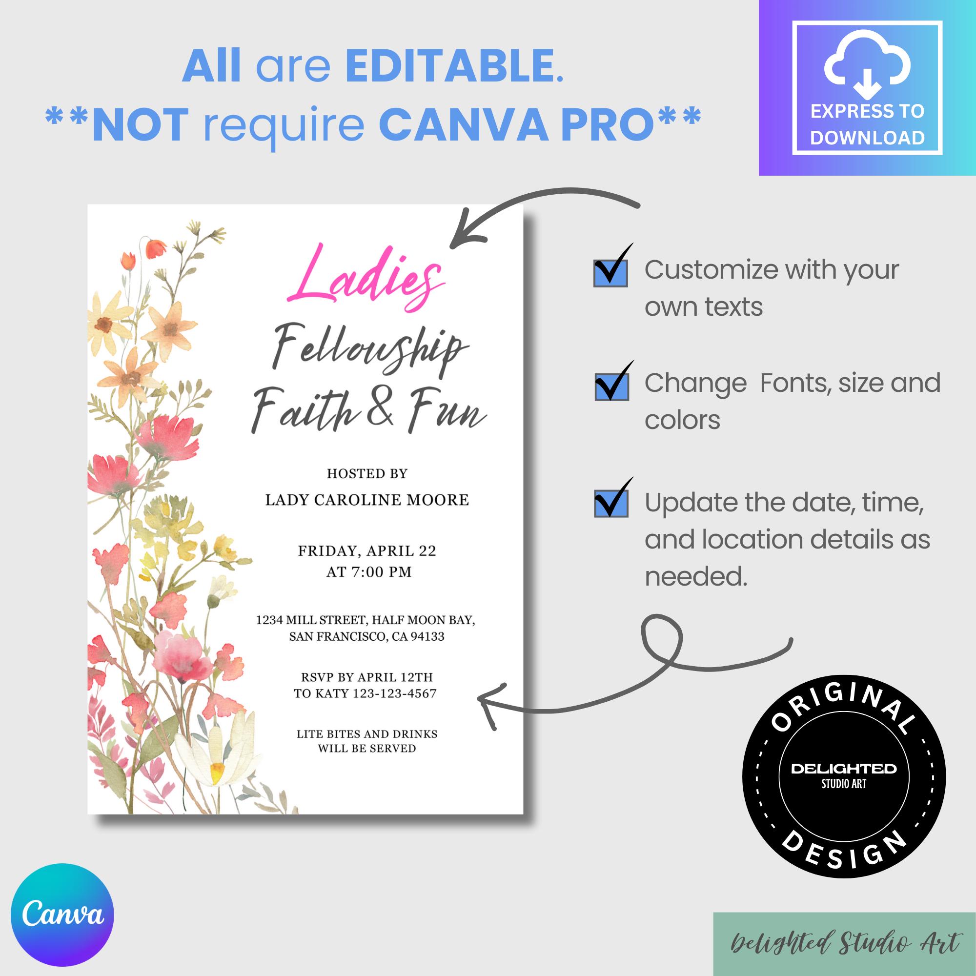 Floral Ladies Fellowship Invitation Template (digital Download) - Etsy