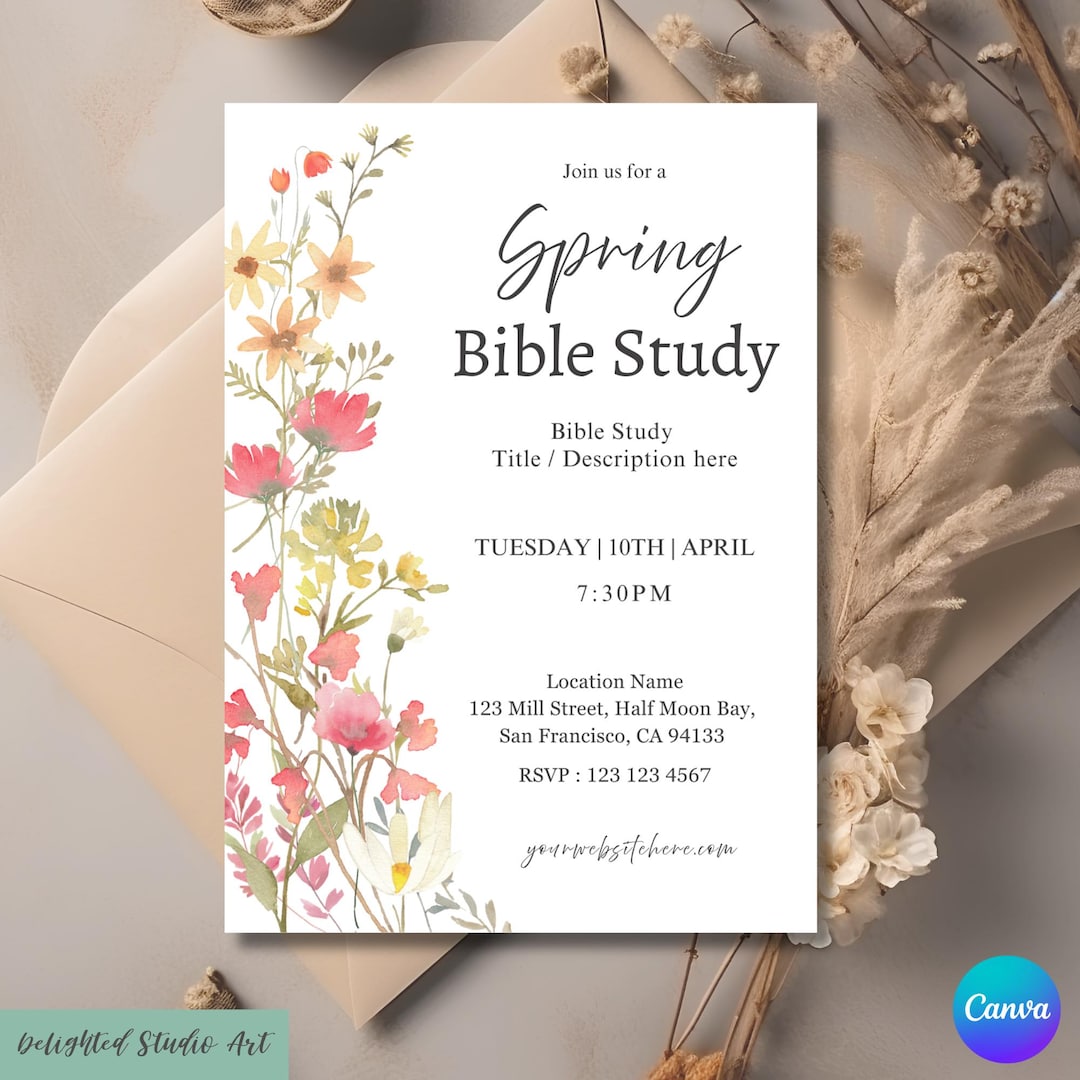 Floral Bible Study Invitation Template: Editable Church Flyer (digital ...
