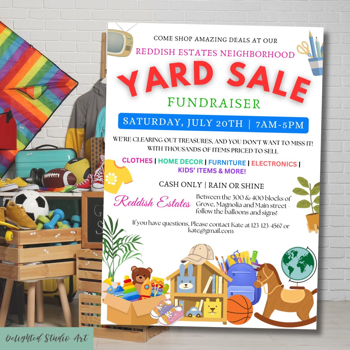 Yard Sale Flyer Digital Editable Template, School Church PTA PTO ...