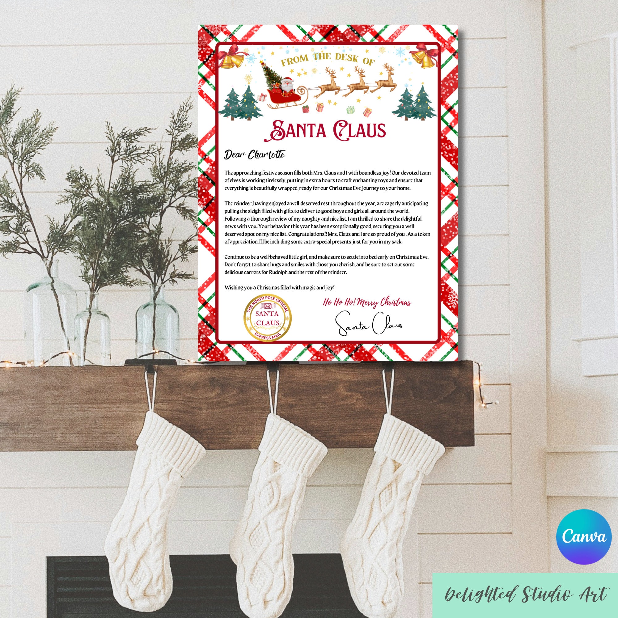 Editable Personalized Santa Letter From the Desk of Santa Christmas ...