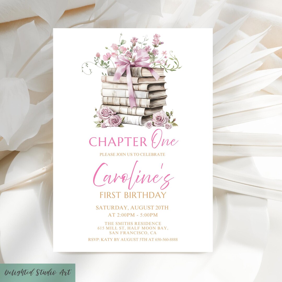 Chapter One Book Themed Birthday Party Invitation Template, Printable ...