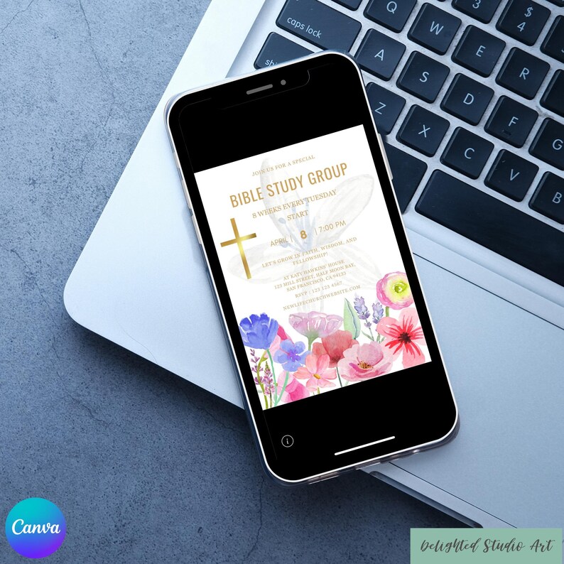 Floral Bible Study Invitation Template: Editable Church Flyer (digital ...