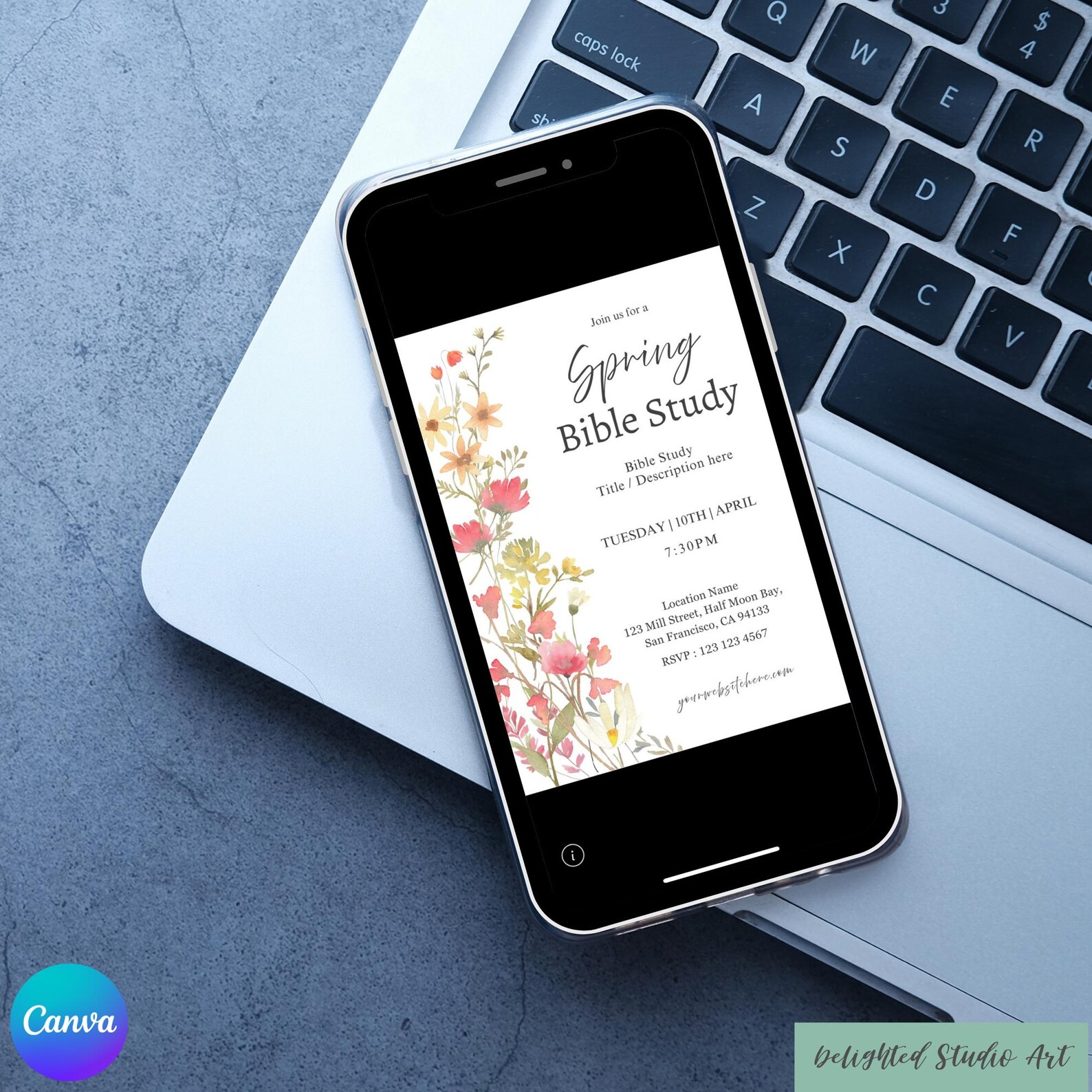 Floral Bible Study Invitation Template: Editable Church Flyer (digital ...