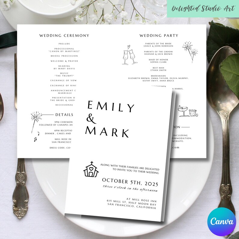 Editable Wedding Timeline Itinerary Template, Folded Wedding Newspaper Program, Printable DIY ...