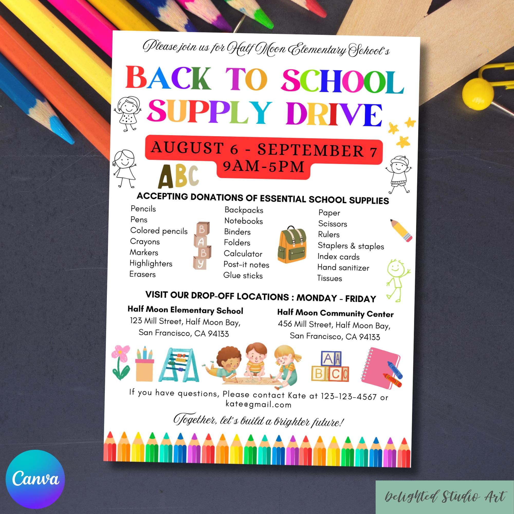 Back to School Supply Drive Flyer: Editable Template (digital) - Etsy