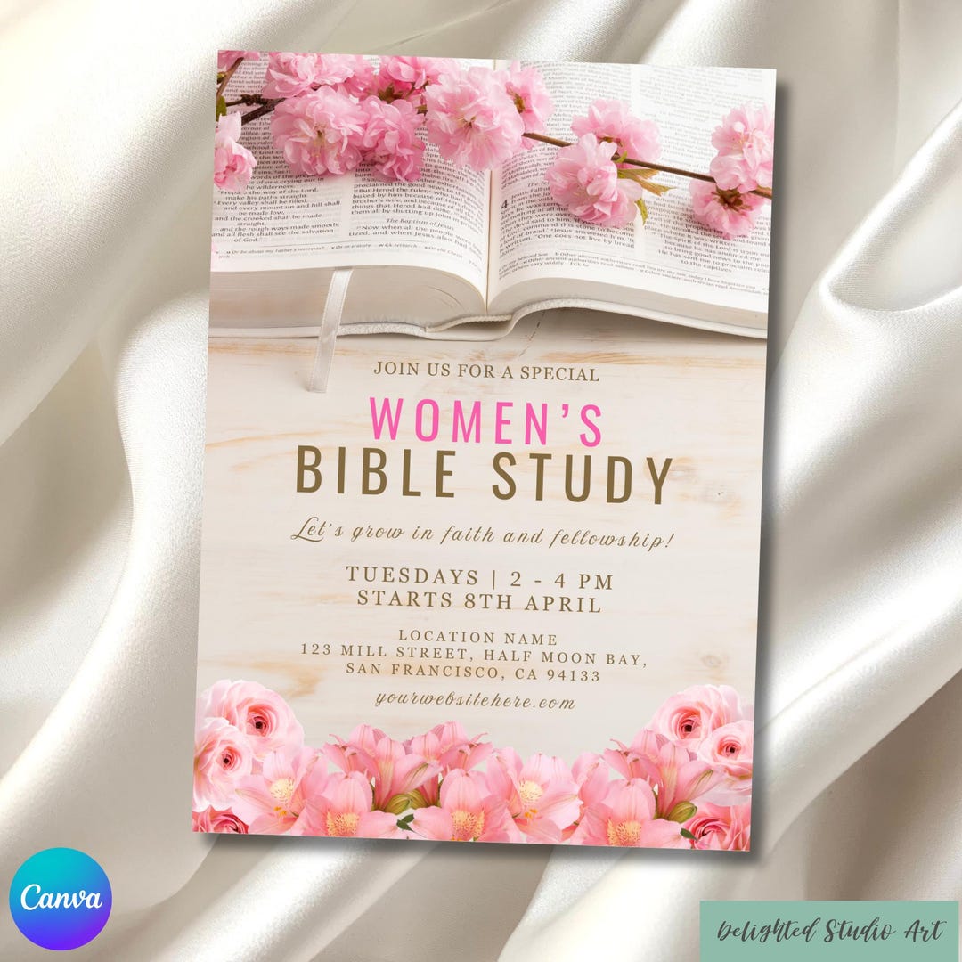 Women's Bible Study Invitation Template: Floral Church Fellowship ...