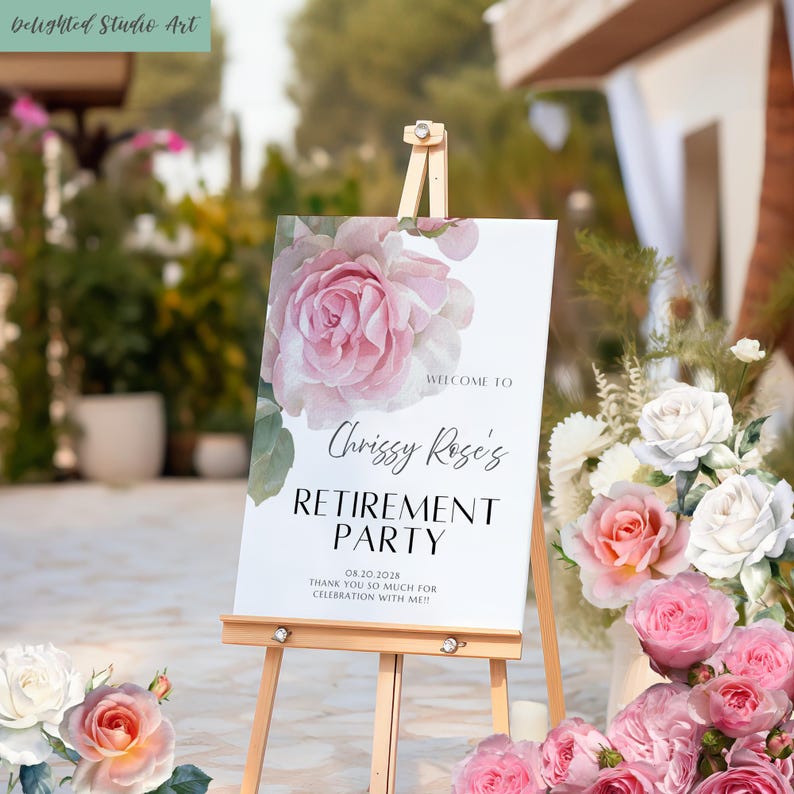 Floral Retirement Party Welcome Sign: Editable Template (PDF Download ...