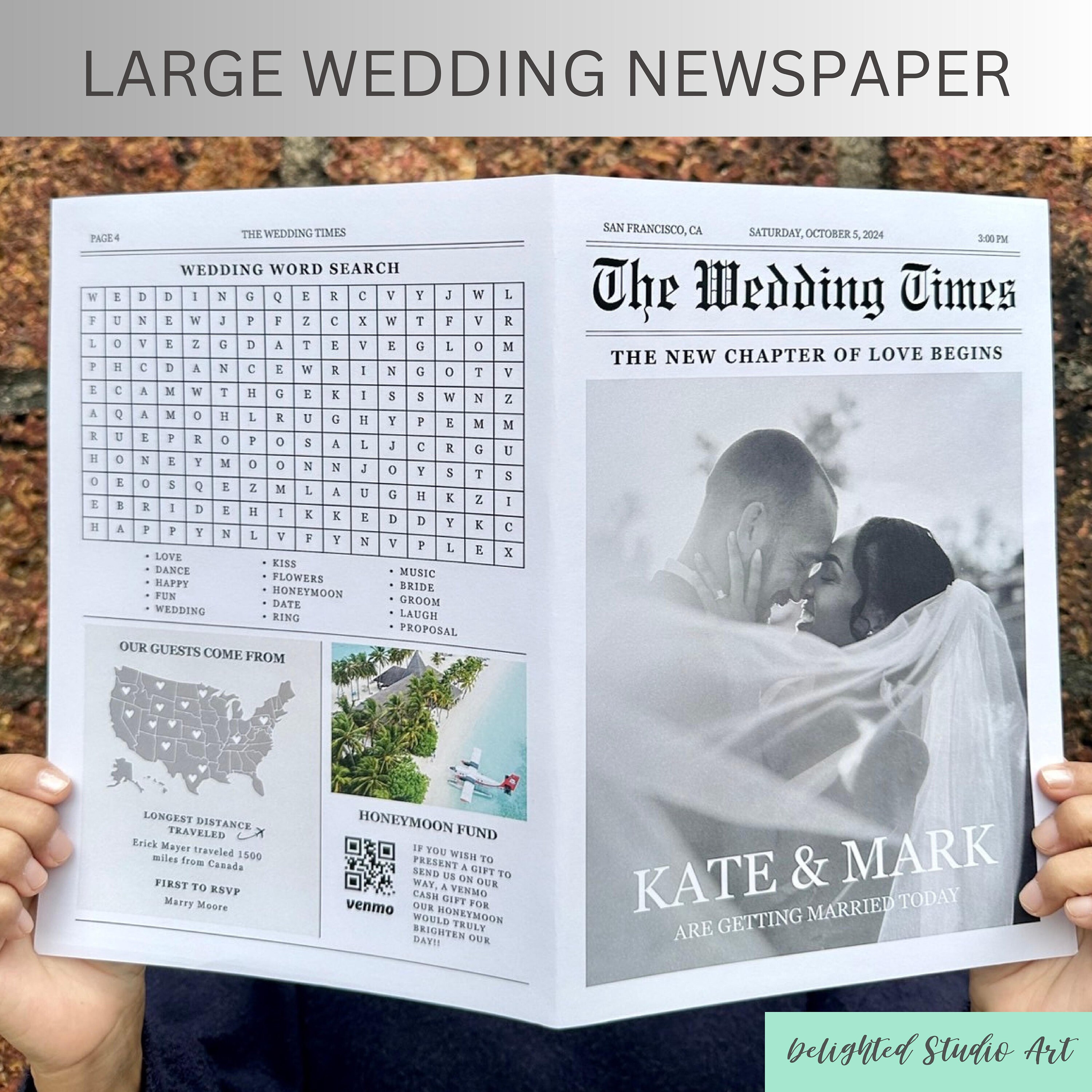 Newspaper Wedding Program Template, Printable DIY Wedding Binder ...