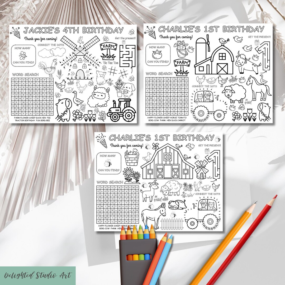 Farm Birthday Party Activity Sheet Bundle: Tractor Theme (printable ...