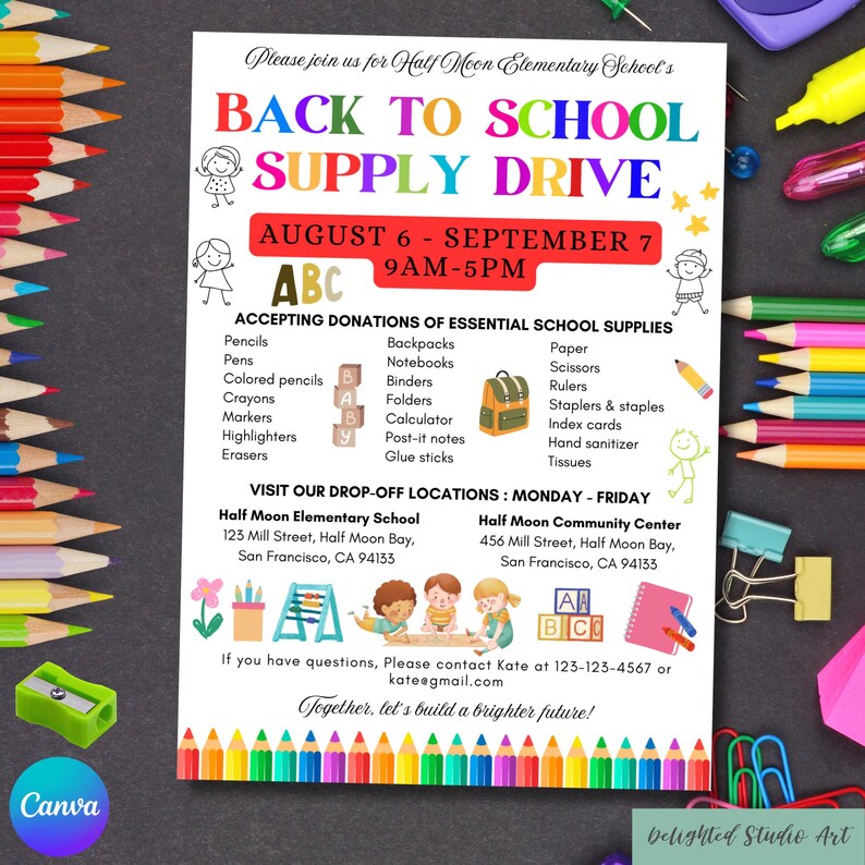 Back to School Supply Drive Flyer: Editable Template (digital) - Etsy