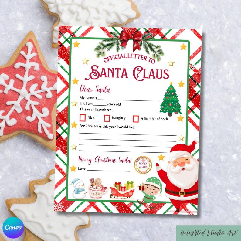 Editable Kids Letter to Santa Template: Christmas Printable (instant ...