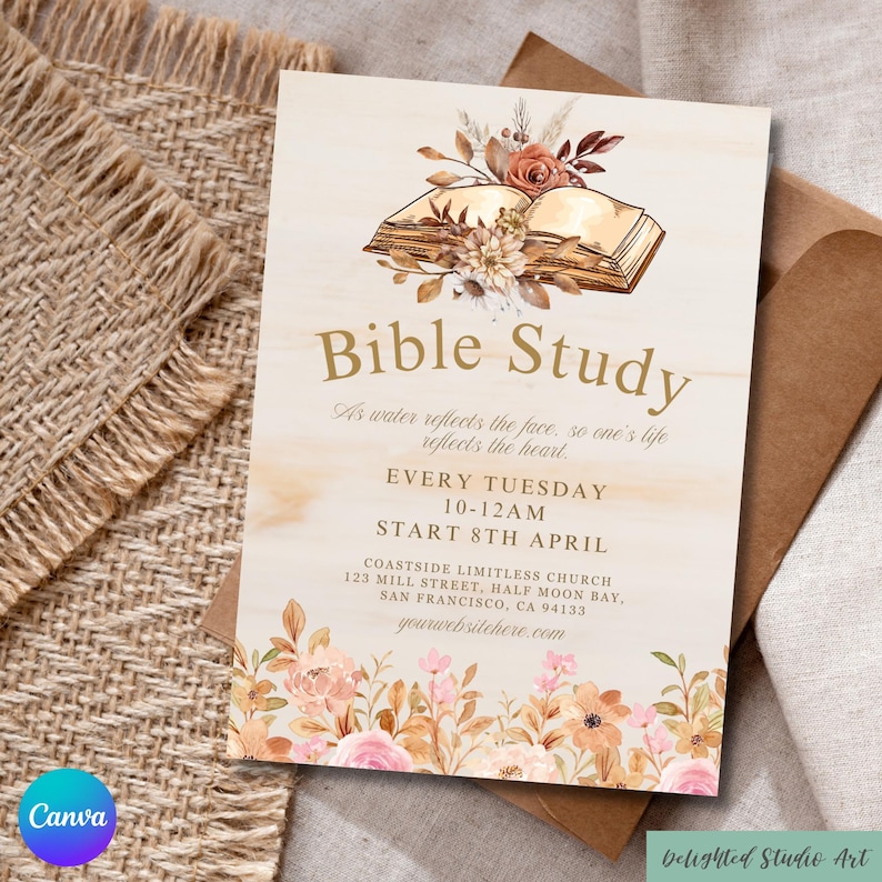 Women's Bible Study Invitation Template: Christian Book Club Flyer ...