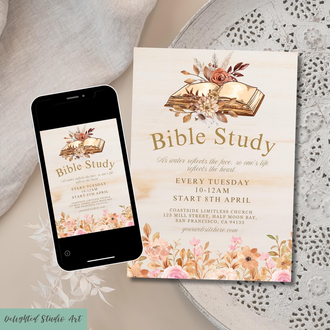 Women's Bible Study Invitation Template: Christian Book Club Flyer ...