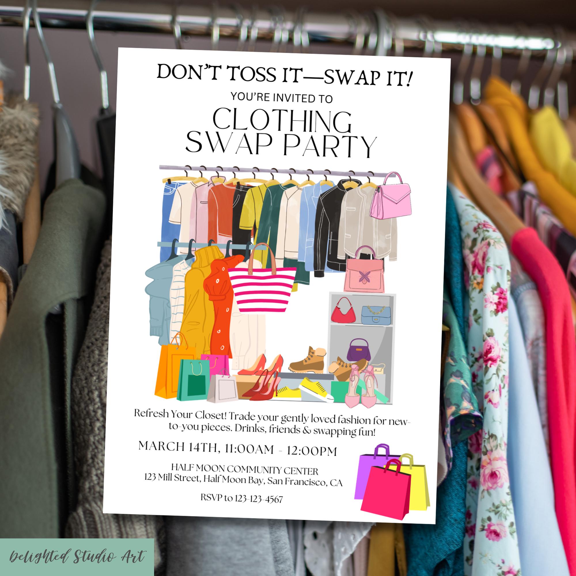 Clothing Swap Party Invitation Template: Editable Canva Design (digital ...