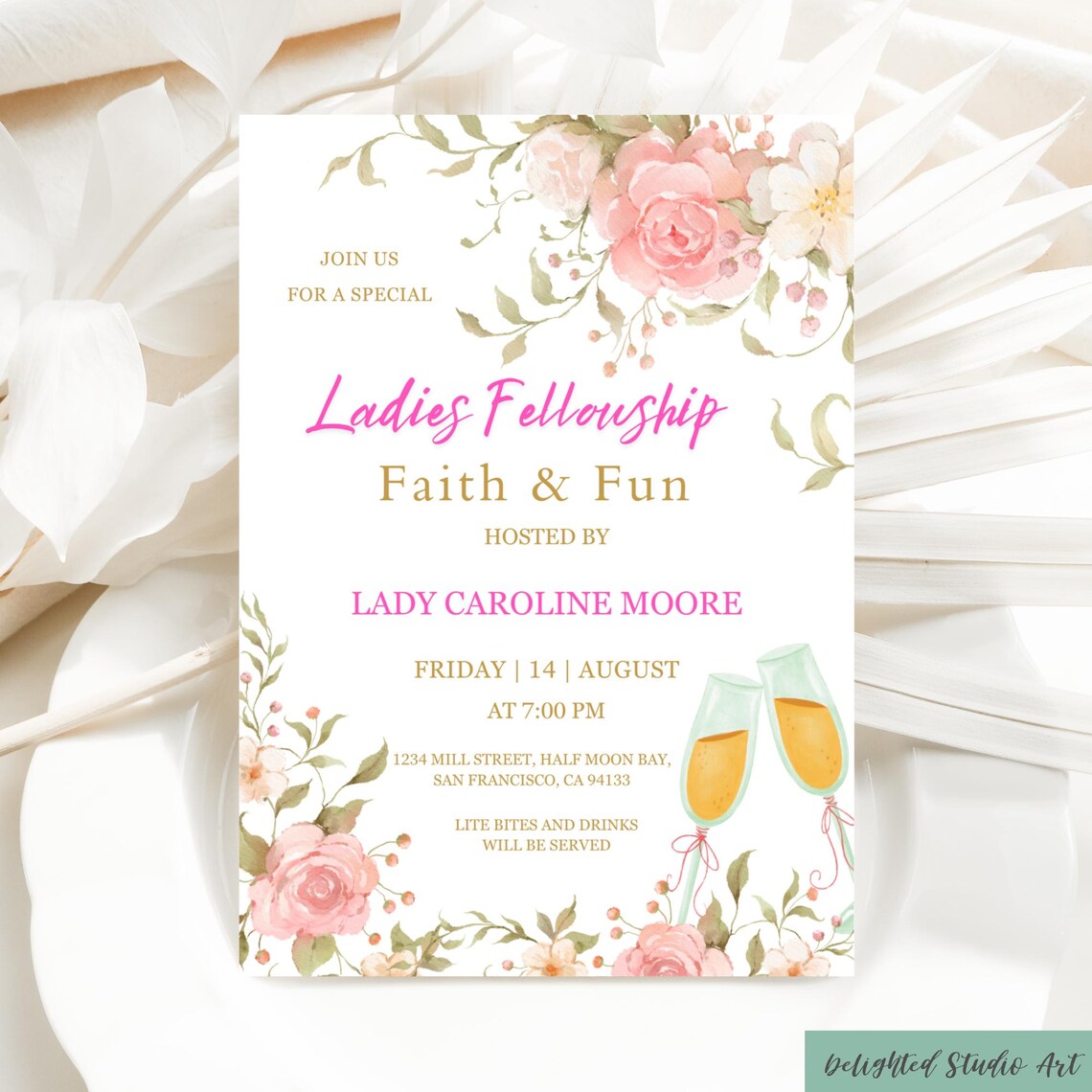 Editable Ladies Fellowship Invitation: Floral Christian Retreat Invite ...