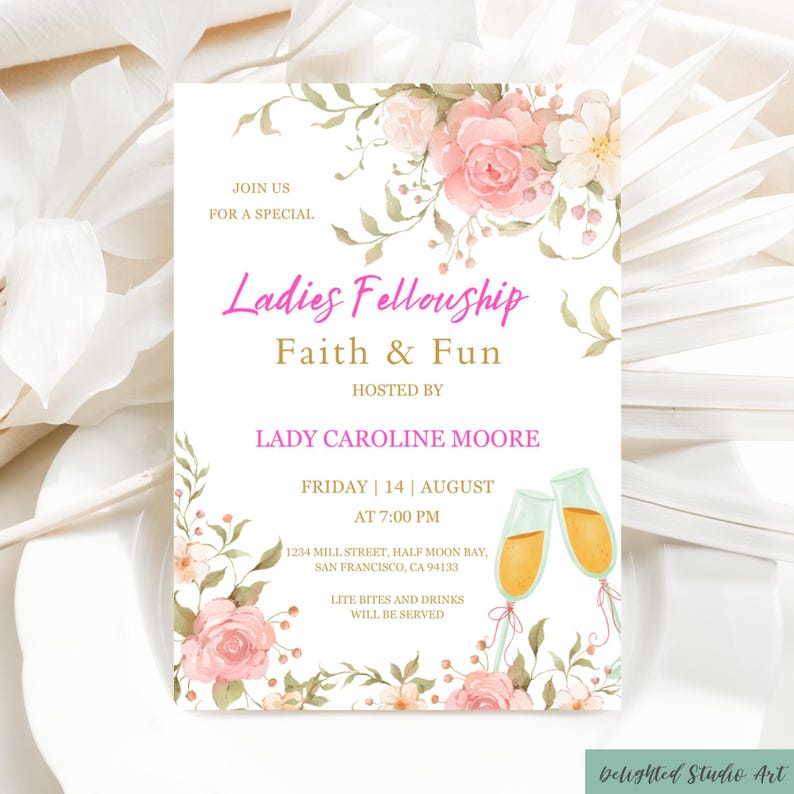 Editable Ladies Fellowship Invitation: Floral Christian Retreat Invite ...
