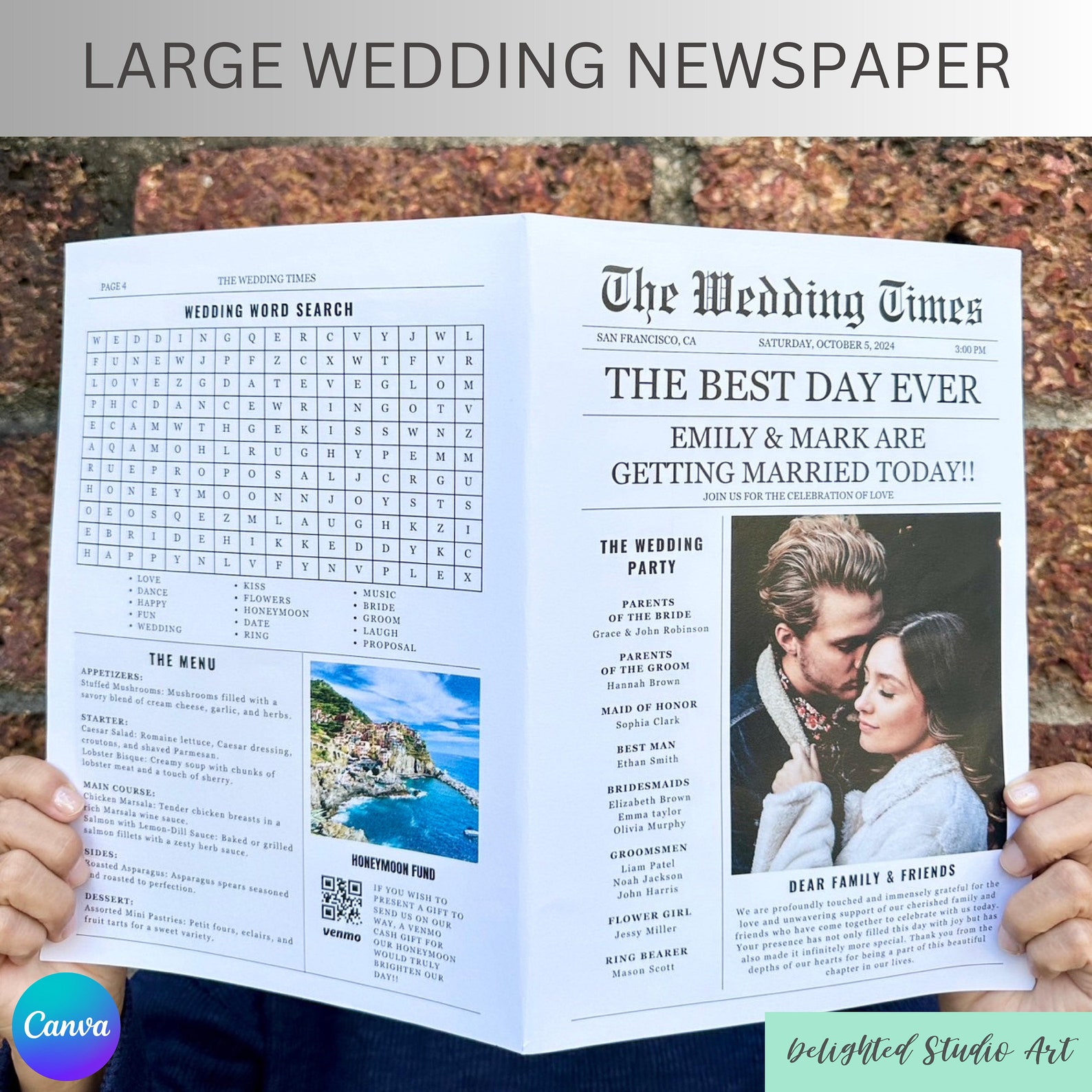 Editable Wedding Newspaper Program Template (digital Download) - Etsy