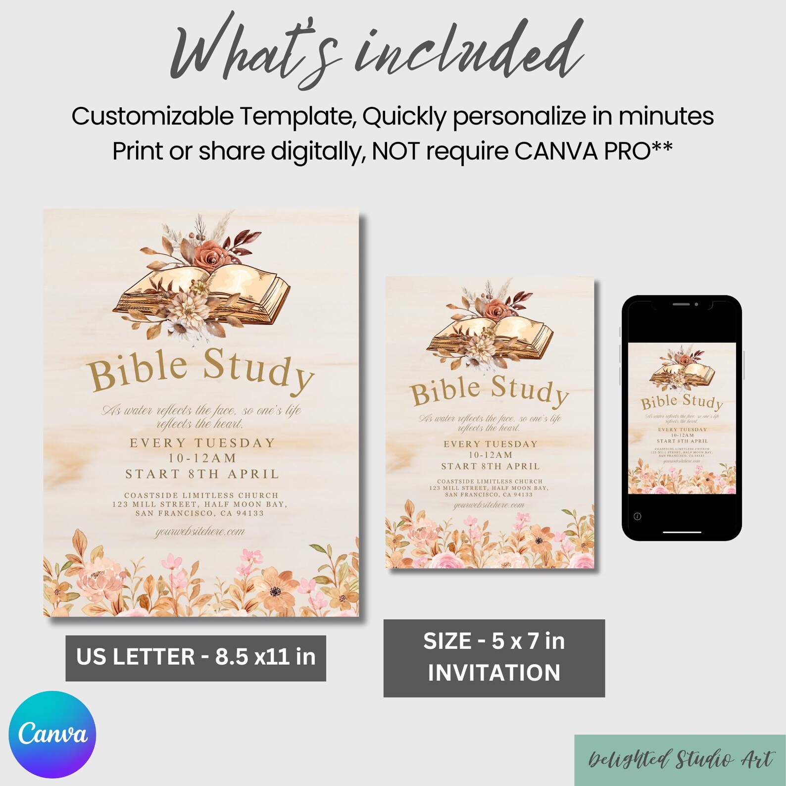 Women's Bible Study Invitation Template: Christian Book Club Flyer ...