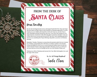 Editable Personalized Santa Letter From the Desk of Santa Christmas ...