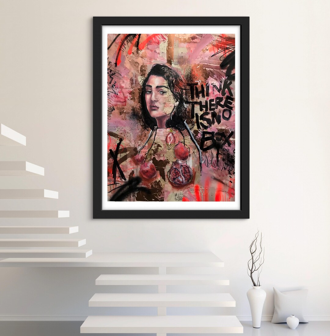Original Graffiti Woman Portrait Art on Paper | Bold Feminist Mixed ...