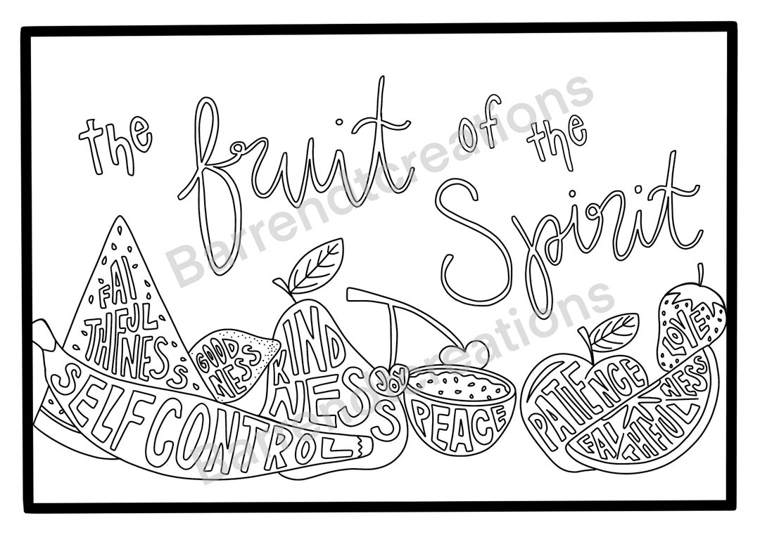 Fruit of the Spirit Bible Verse Colouring in Page - Etsy