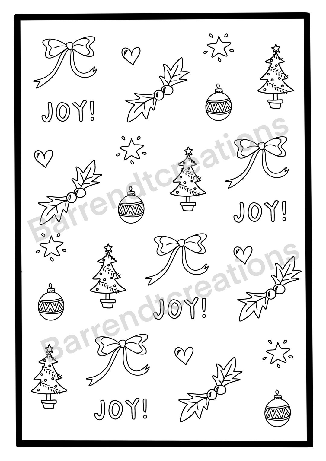 Christmas Pattern Colouring in Page - Etsy
