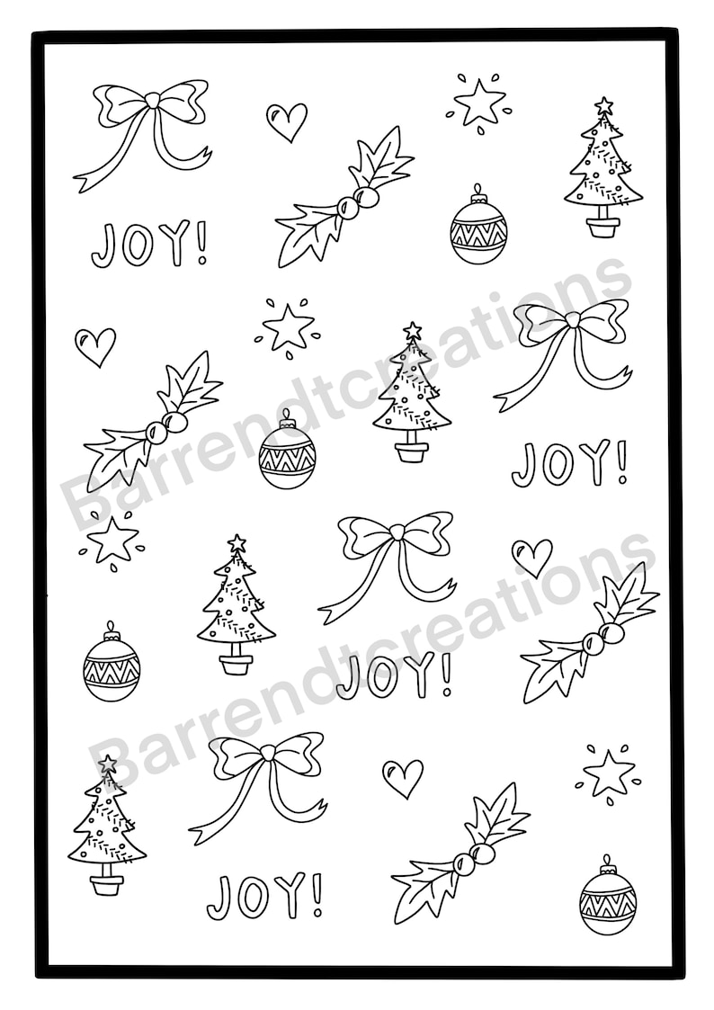 Christmas Pattern Colouring in Page - Etsy