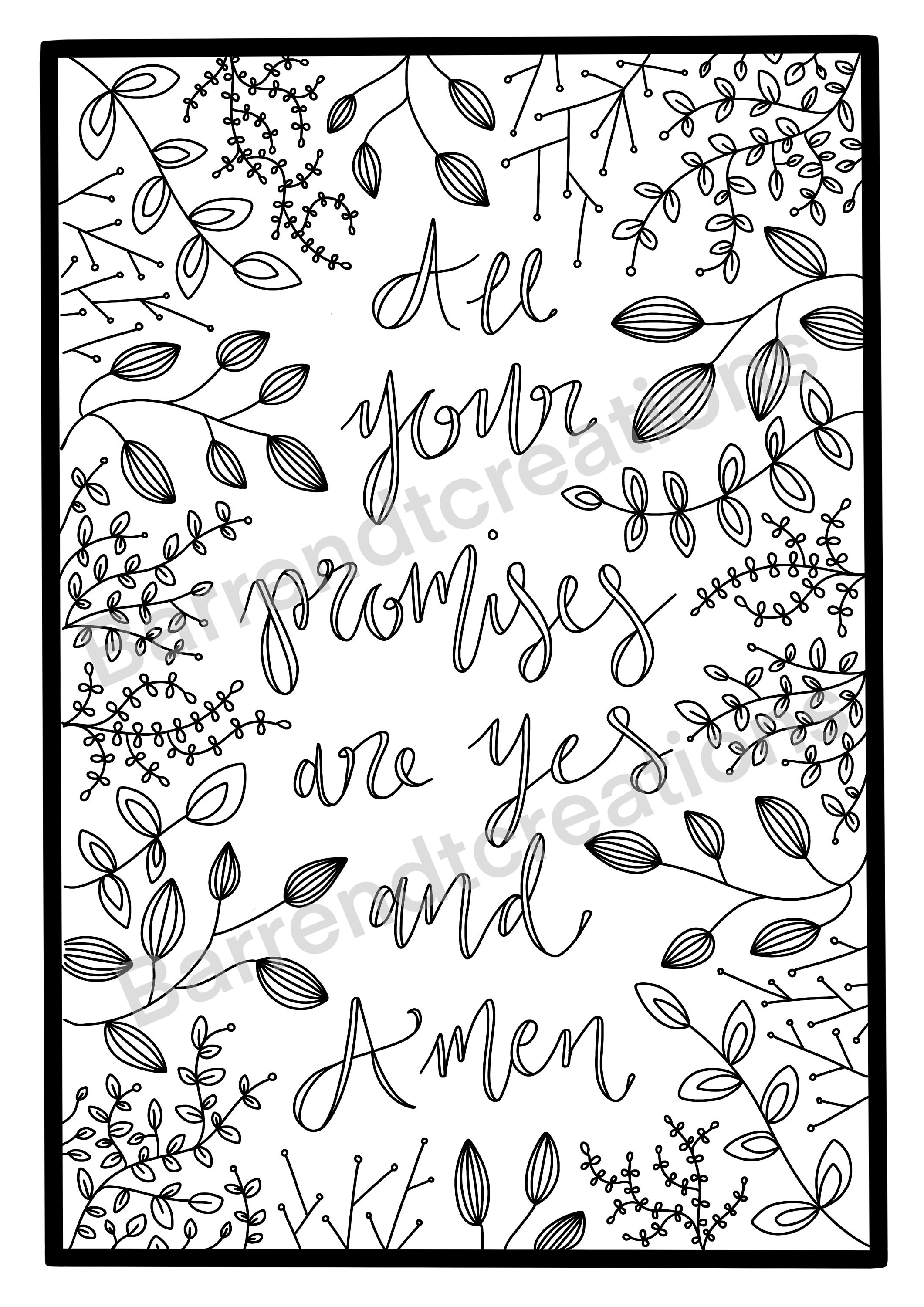 Yes and Amen Lyric Colouring in Page - Etsy