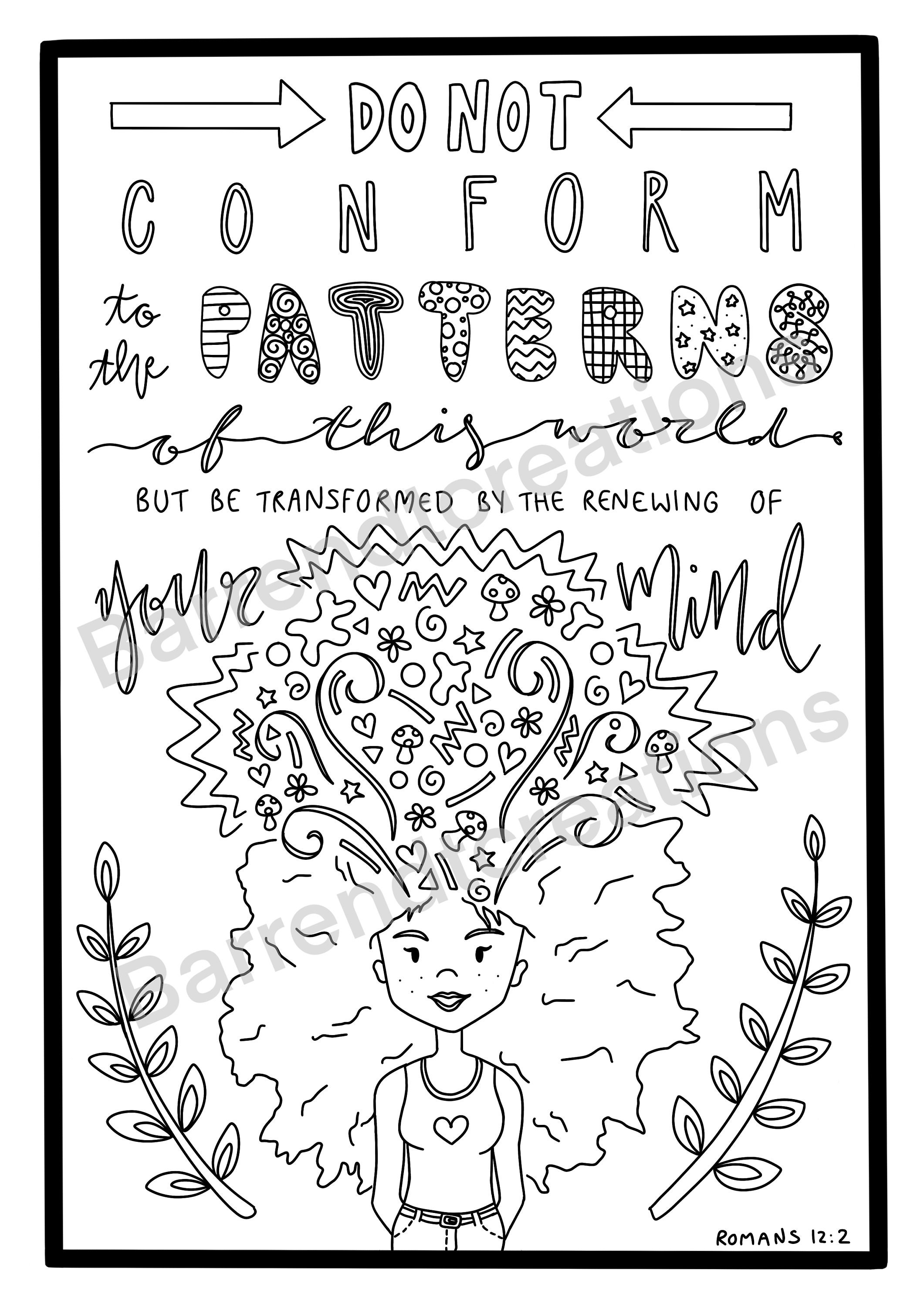 Romans 12 Bible Verse Colouring in Page - Etsy