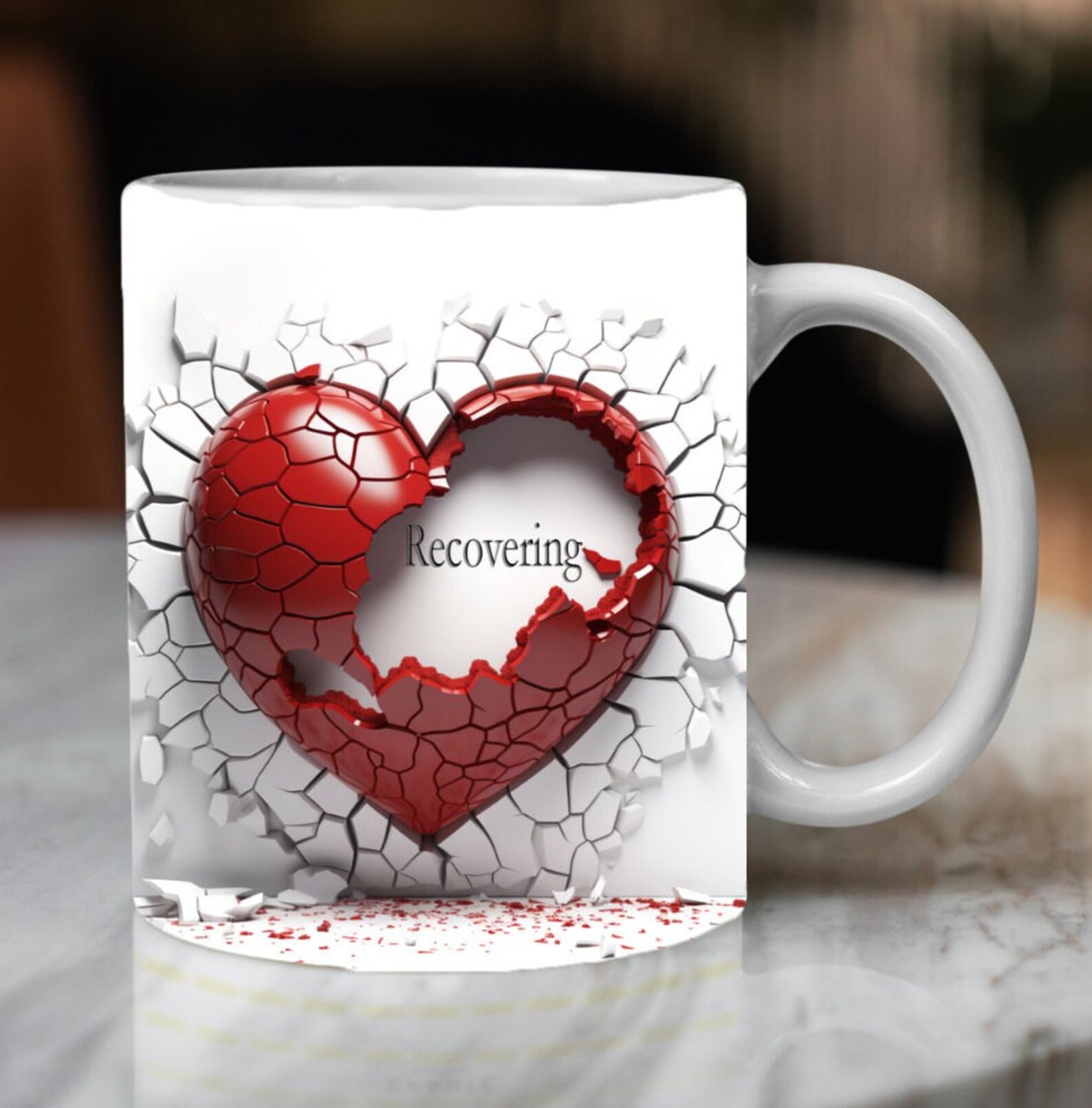 3D Heart Mug Wrap Mug Sublimation 3D, Recovering Heart Love Mug ...