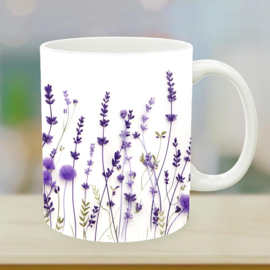 Lavender Summer Teacup Design, Wildflower Mug Sublimation Lavender ...