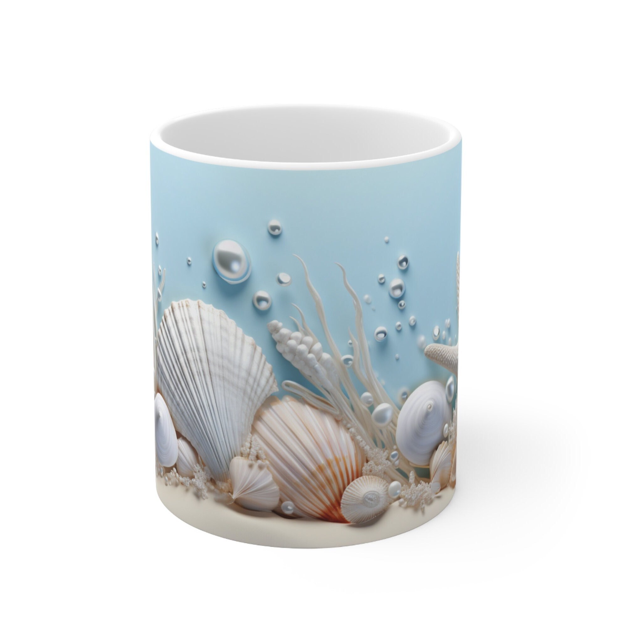 3D Pearl Mug Sublimation, 3D Ocean Life Mug Wrap, Pearl Mug Design, 3D ...