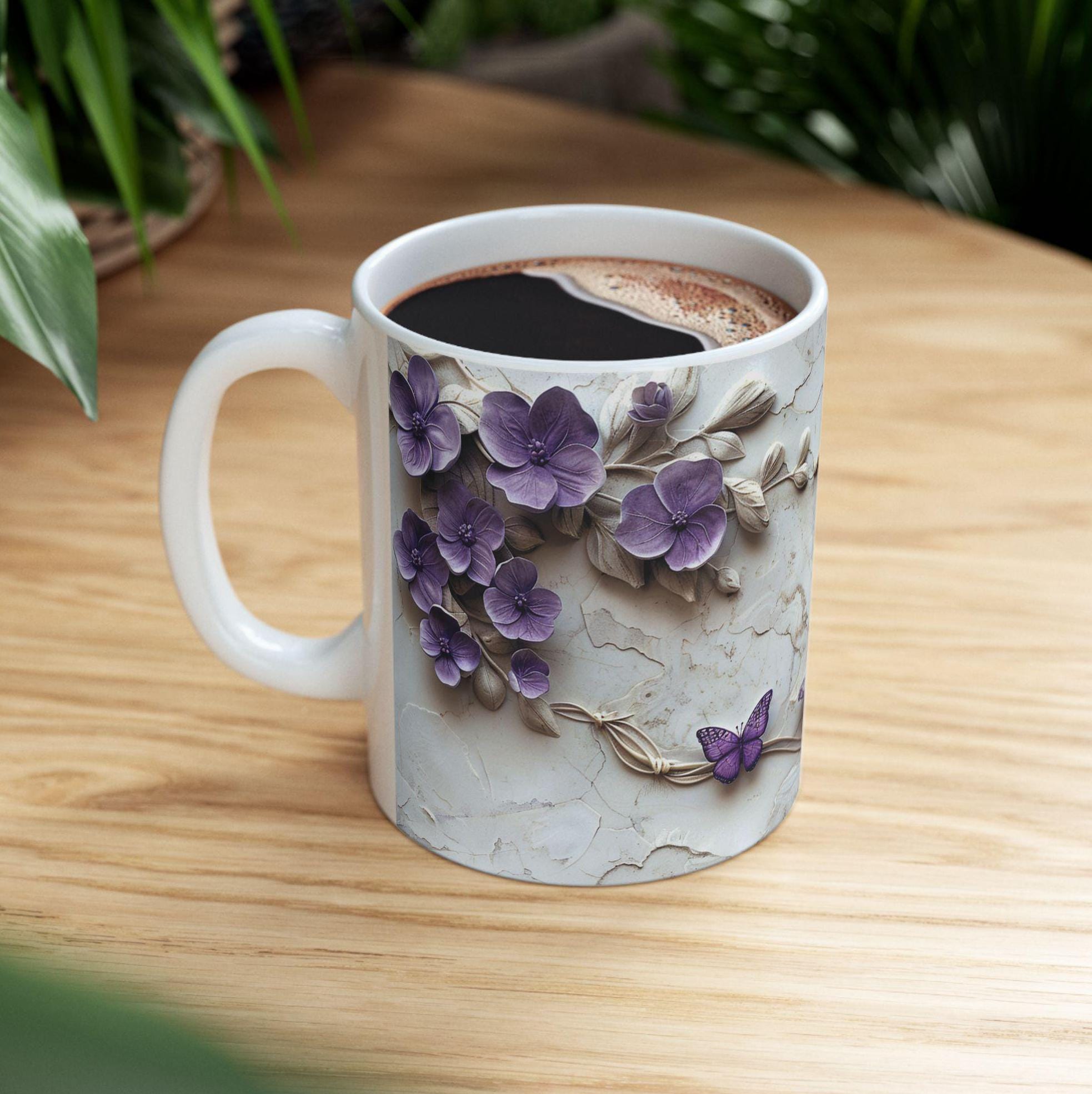 Engraved Garden Mug Template 3D Wild Lavender Mug Design Realistic ...