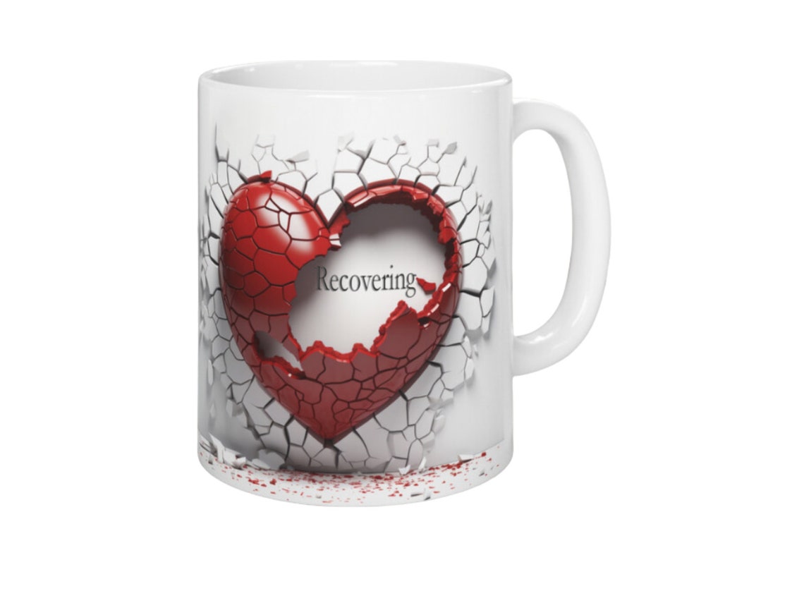 3D Heart Mug Wrap Mug Sublimation 3D, Recovering Heart Love Mug ...