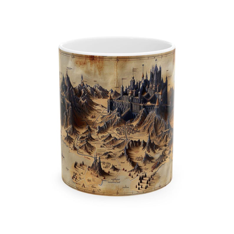 Medieval Map Mug Template, Fantasy Kingdom Mug Wrap, Vintage World Map ...