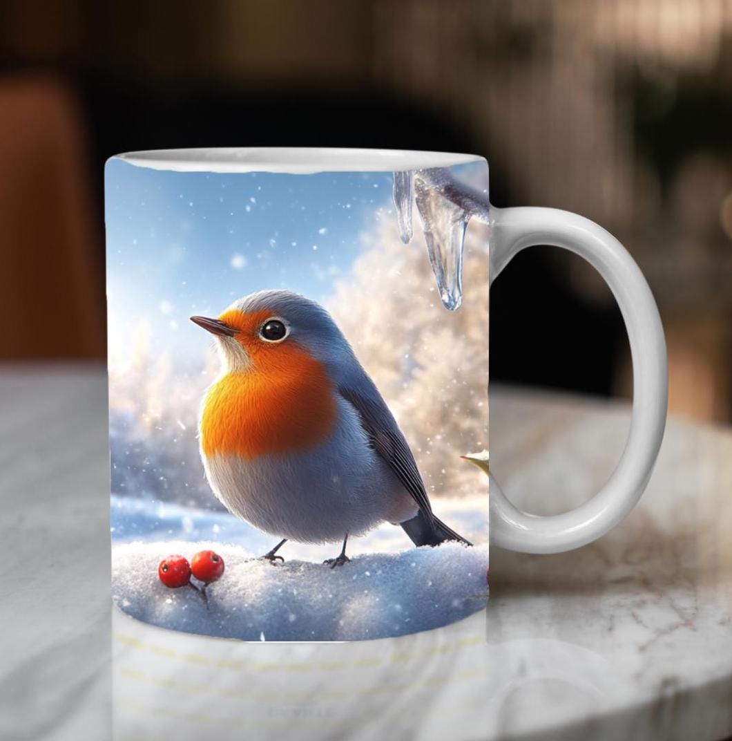 Nature-inspired Mug Design Robin Mug Sublimation Digital Wildlife Art ...