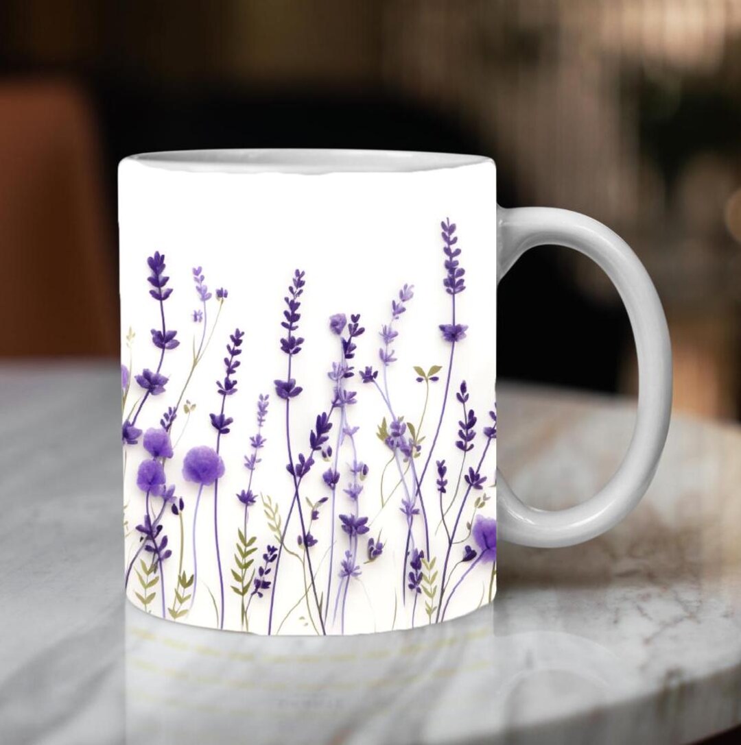 Clean Lavender Mug Design, Wildflower Mug Sublimation, Lavender Mug ...