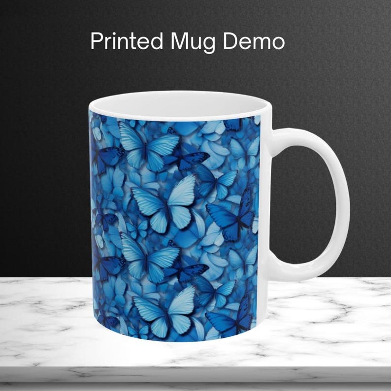 Blue Butterfly Swarm Mug, Azure Wings Design (digital Download) - Etsy