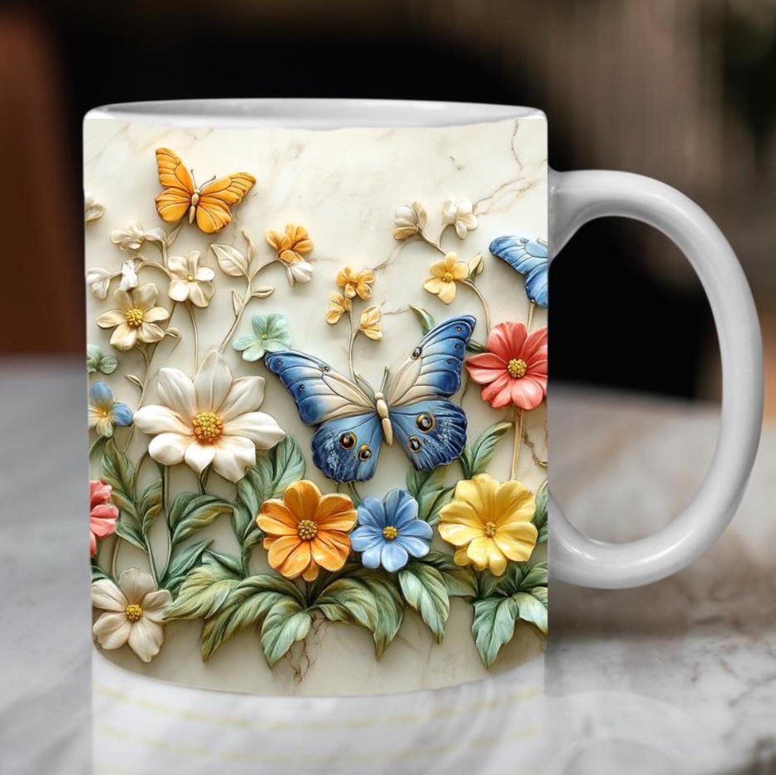 3D Summer Garden Butterfly Mug Sublimation, Digital Download, Carved ...