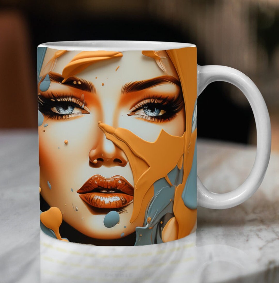 Gift Idea for Artists, Abstract Art Mug Wrap, Gift Mug Design, 3D ...