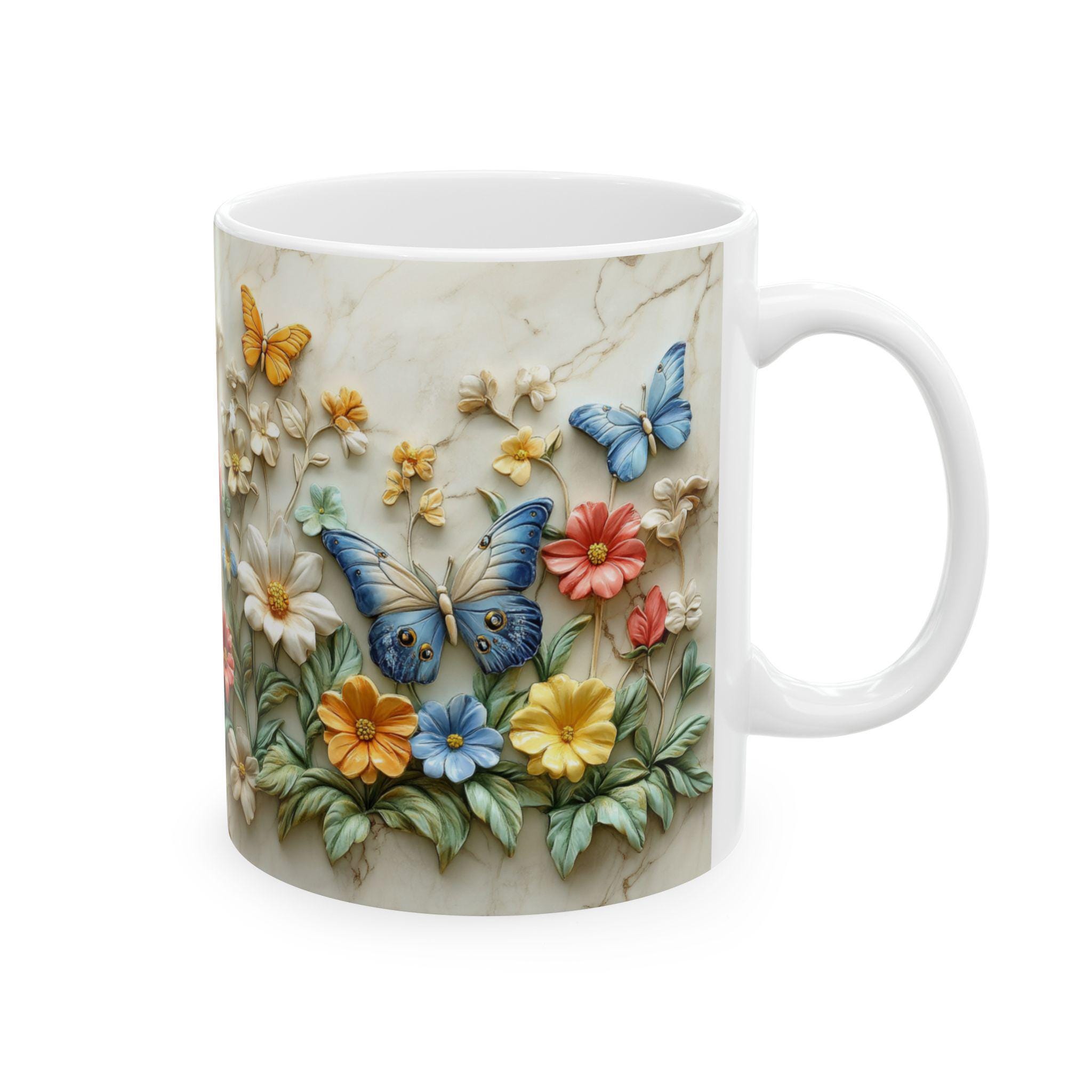 3D Summer Garden Butterfly Mug Sublimation, Digital Download, Carved ...