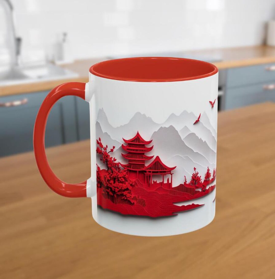 Japanese Zen Garden Mug: 3D Papercut Cherry Blossom Design - Etsy