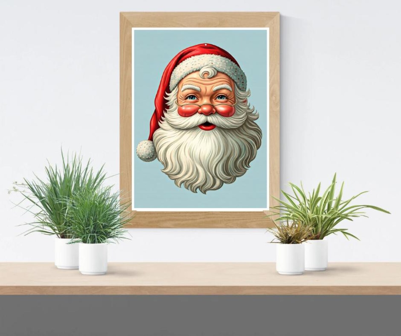 Santa Wall Art Santa With Hat Santa Wall Decor Christmas Decor Santa Digital Prints Digital ...