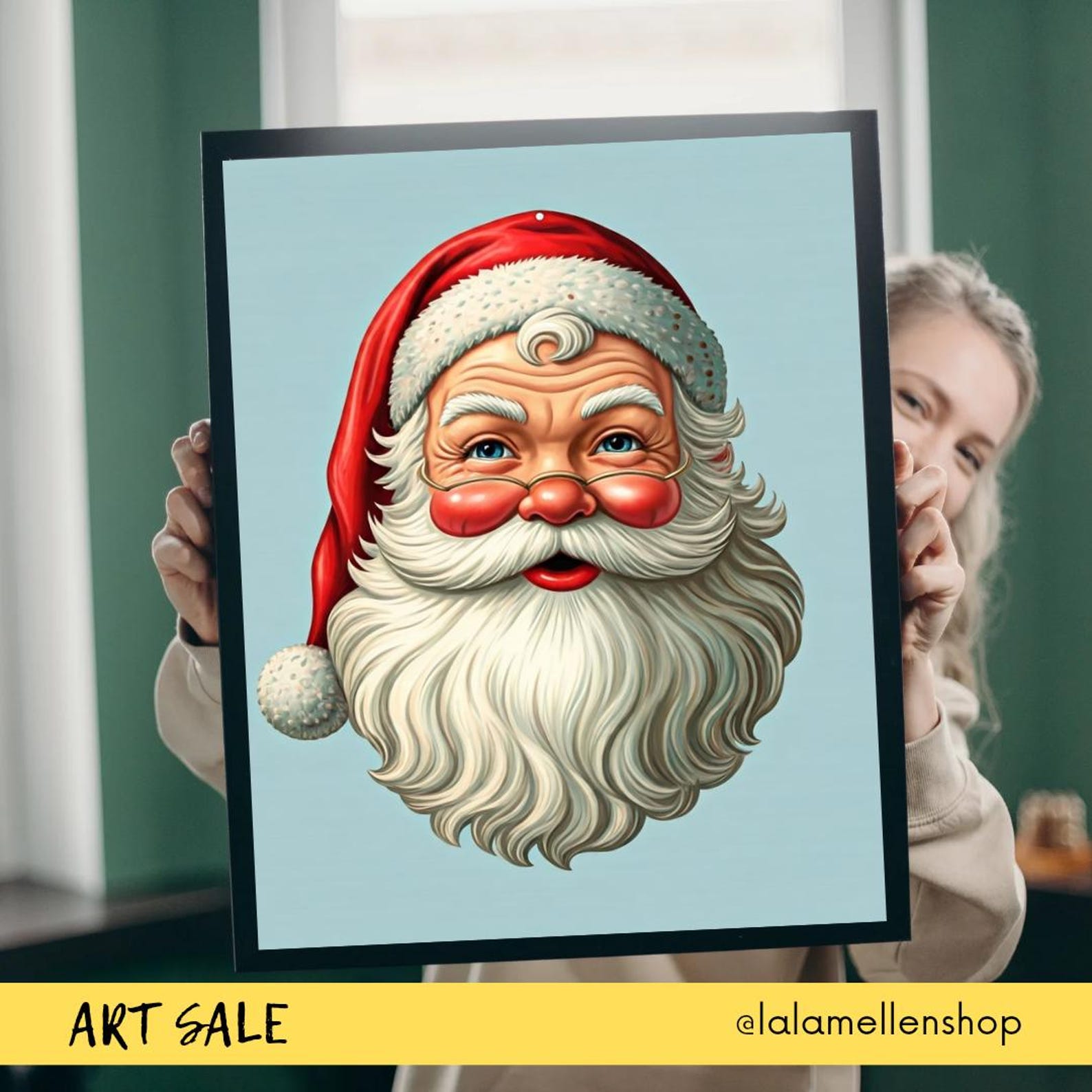 Santa Wall Art Santa With Hat Santa Wall Decor Christmas Decor Santa Digital Prints Digital ...